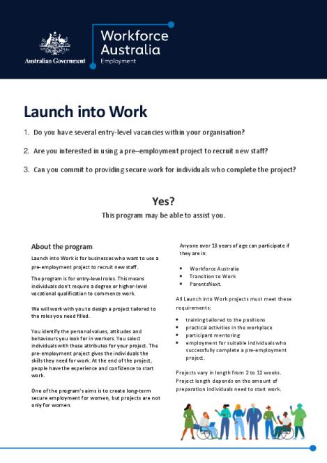 Launch into Work business flyer - Department of Employment and ...