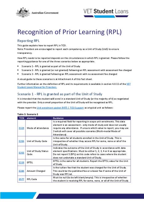 Recognition of Prior Learning (RPL) - Department of Employment and ...