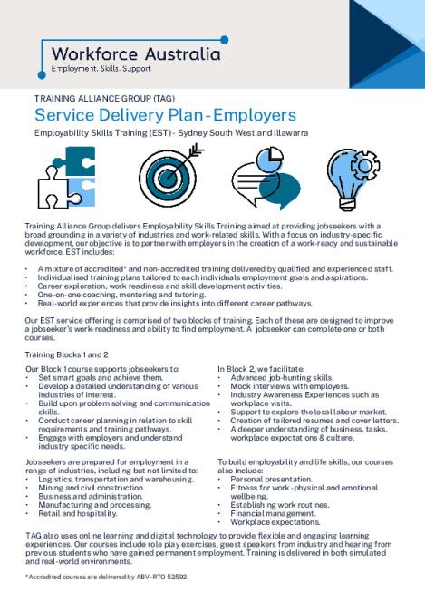 EST Service Delivery Plan - NSW - Sydney South West and Illawarra ...