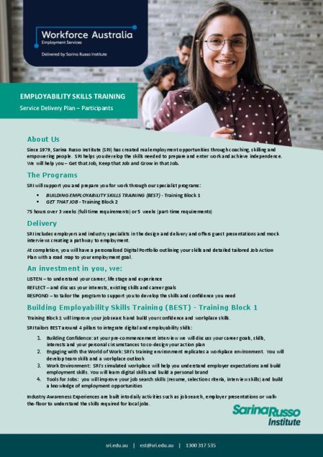 EST Service Delivery Plan - Sarina Russo (Participant) - Department of ...