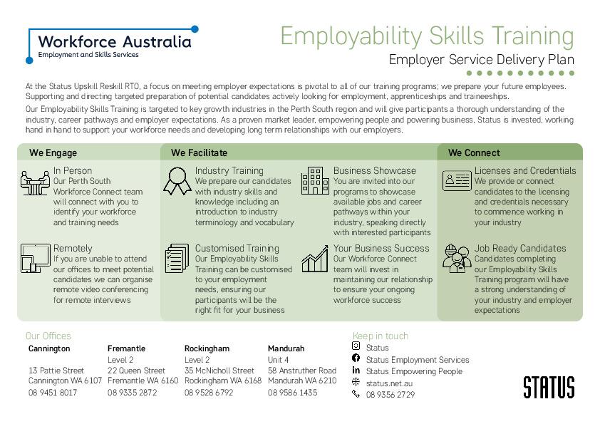 EST Service Delivery Plan - WA - Perth South - Status (Employer ...