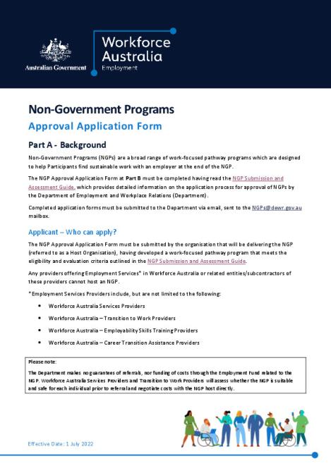 Non-Government Programs Approval Application Form - Department of ...
