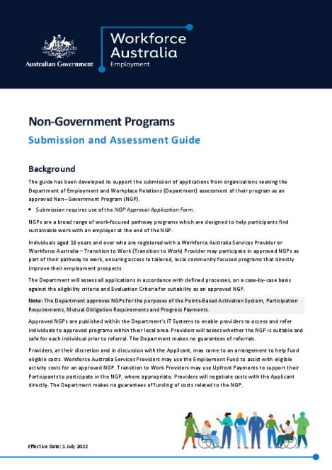 Non-Government Programs Submission and Assessment Guide - Department of ...
