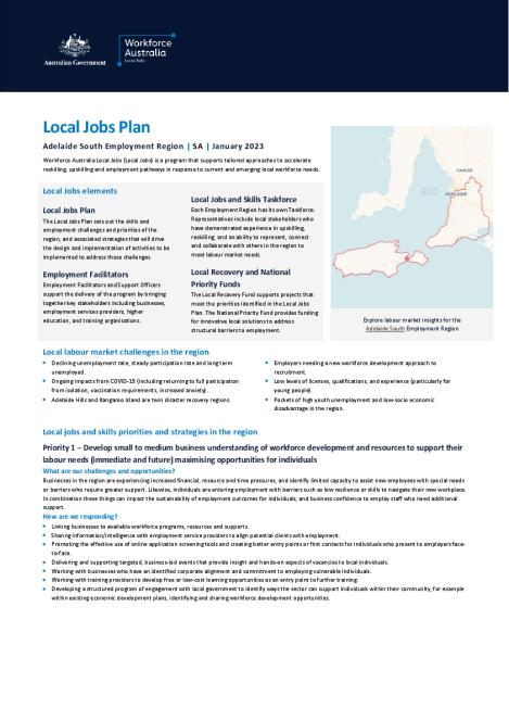Adelaide South Local Jobs Plan - Department of Employment and Workplace ...