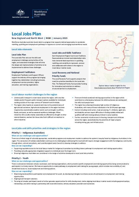 New England and North West Local Jobs Plan - Department of Employment ...