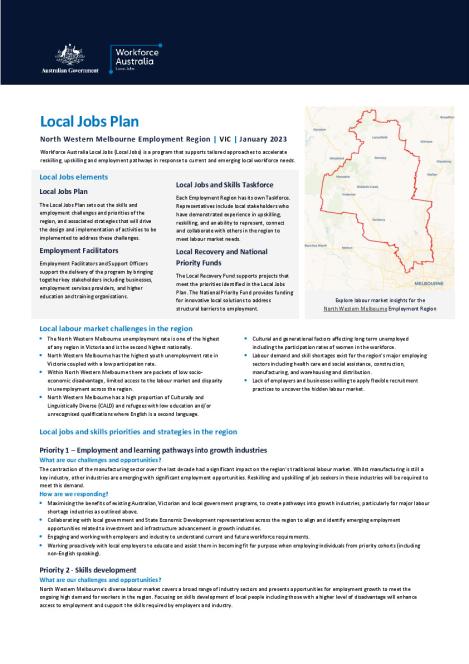 North Western Melbourne Local Jobs Plan - Department of Employment and ...