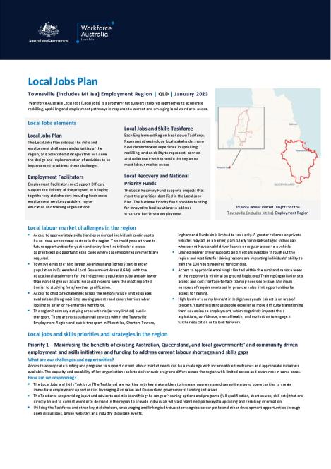 Townsville (includes Mt Isa) Local Jobs Plan - Department of Employment ...