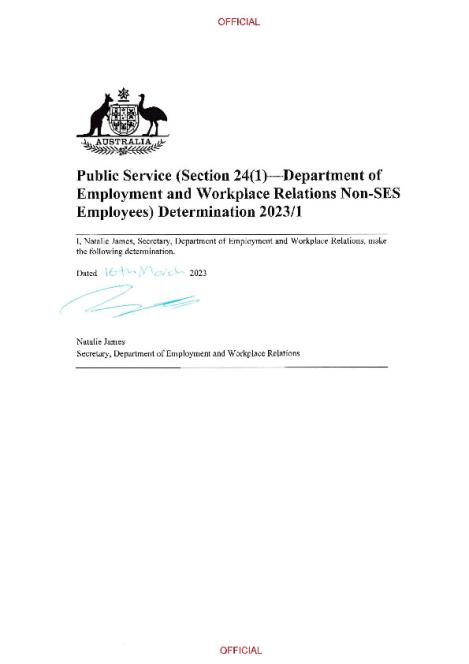 DEWR s 24(1) determination 2023/1 – Signed wage increase determination ...