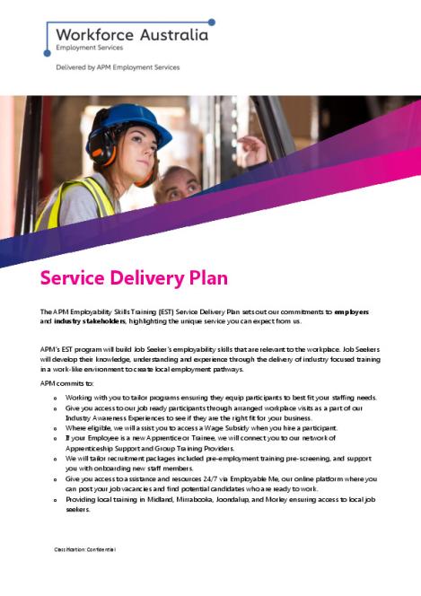 EST Service Delivery Plan - WA - Perth North - APM Employment Services ...