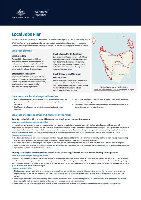 North and North Western Tasmania Local Jobs Plan - Department of ...