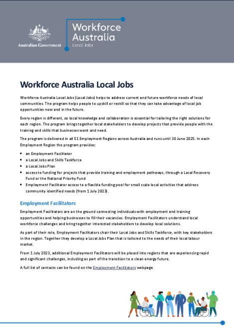 Local Jobs fact sheet - Department of Employment and Workplace ...