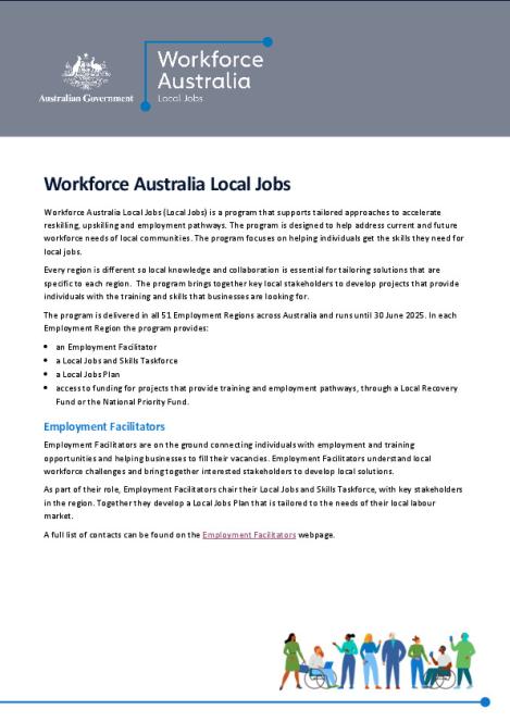 Local Jobs fact sheet - Department of Employment and Workplace ...