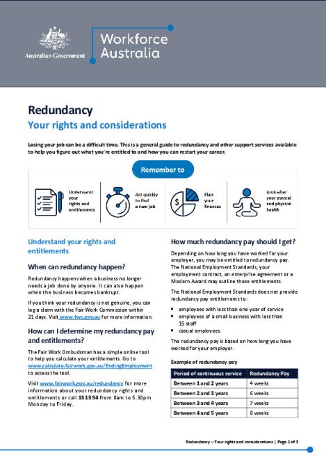 Redundancy Information Statement - Department of Employment and ...