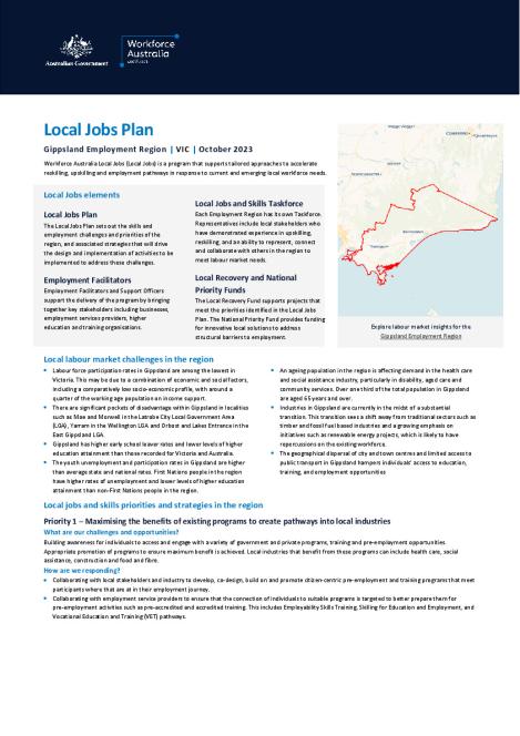 Gippsland Local Jobs Plan - Department of Employment and Workplace ...