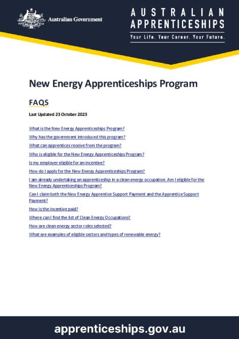 New Energy Apprenticeships Program Frequently Asked Questions ...