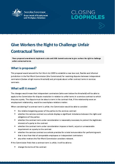 Give workers the right to challenge unfair contractual terms ...