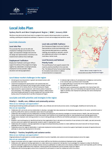 Sydney North and West Local Jobs Plan - Department of Employment and ...
