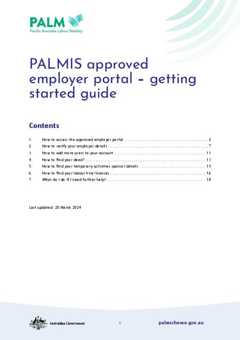 PALMIS AE Portal Getting Started Guide - Department of Employment and ...