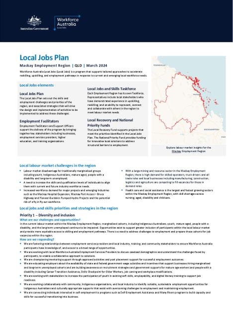 Mackay Local Jobs Plan - Department of Employment and Workplace ...
