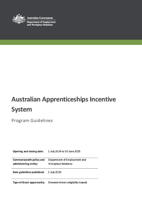 Australian Apprenticeships Incentive System Guidelines - Department of ...
