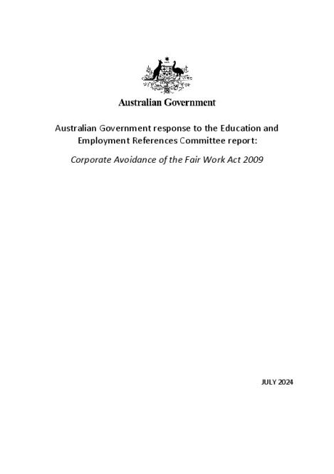 Corporate Avoidance of the Fair Work Act 2009 - Department of ...