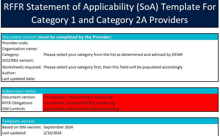 RFFR Statement of Applicability (SoA) Template - Department of ...