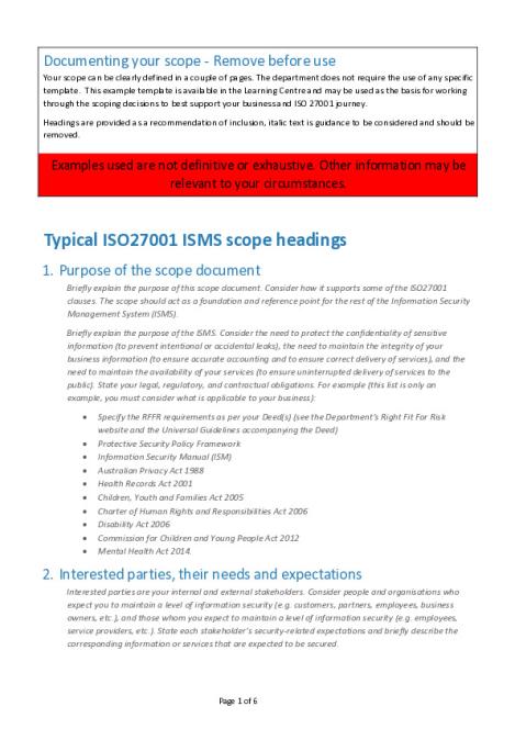 Scope template - Department of Employment and Workplace Relations ...