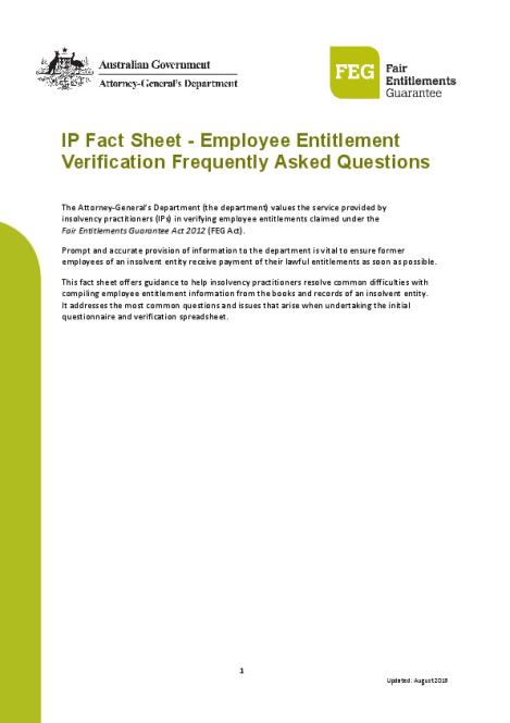 IP fact sheet - employee entitlements data FAQs - Department of ...